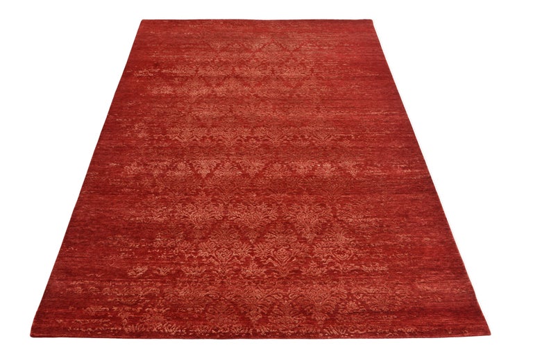 Rug and Kilim's Modern Abstract Rug with Red and White All-Over Floral ...