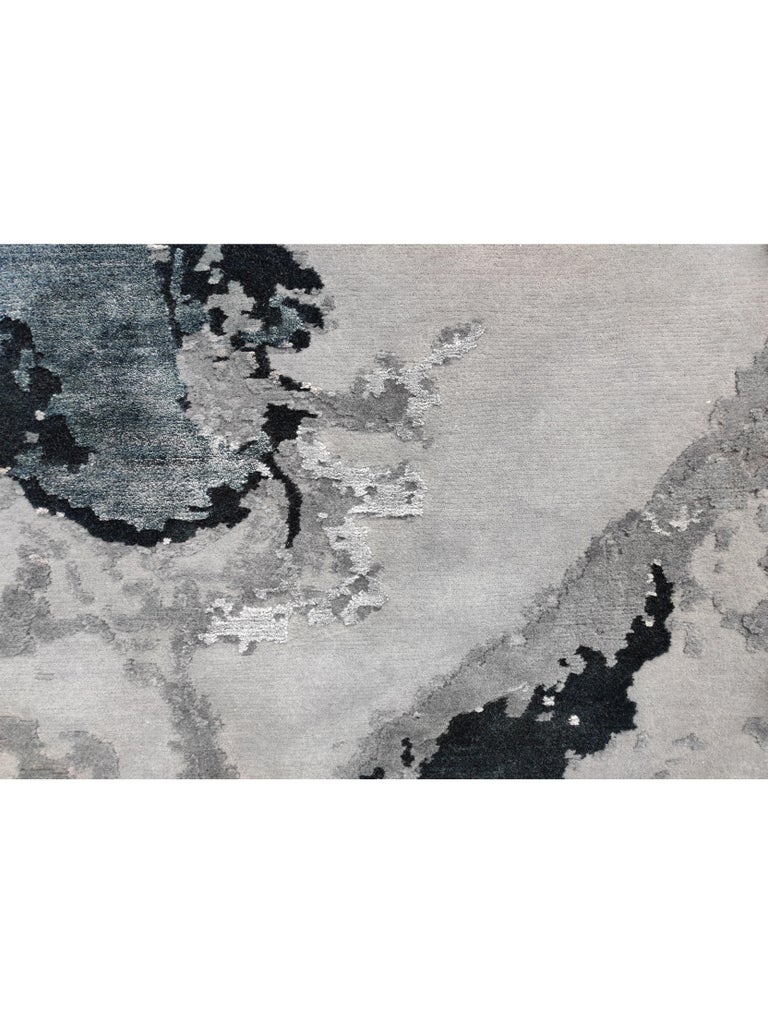 Modern Abstract Rug with Silver Gray and Blue All-Over Pattern by Rug ...