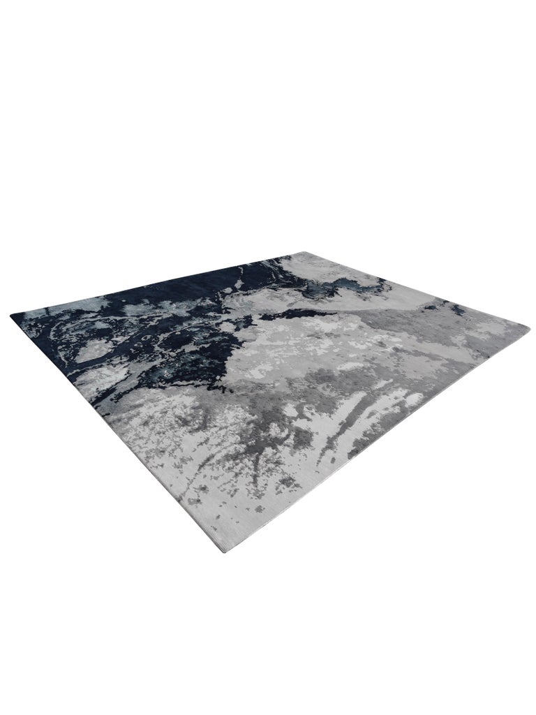 Modern Abstract Rug with Silver Gray and Blue All-Over Pattern by Rug ...