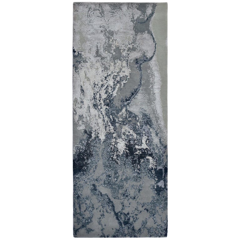 Modern Abstract Rug with White and Blue All-Over Pattern by Rug and ...