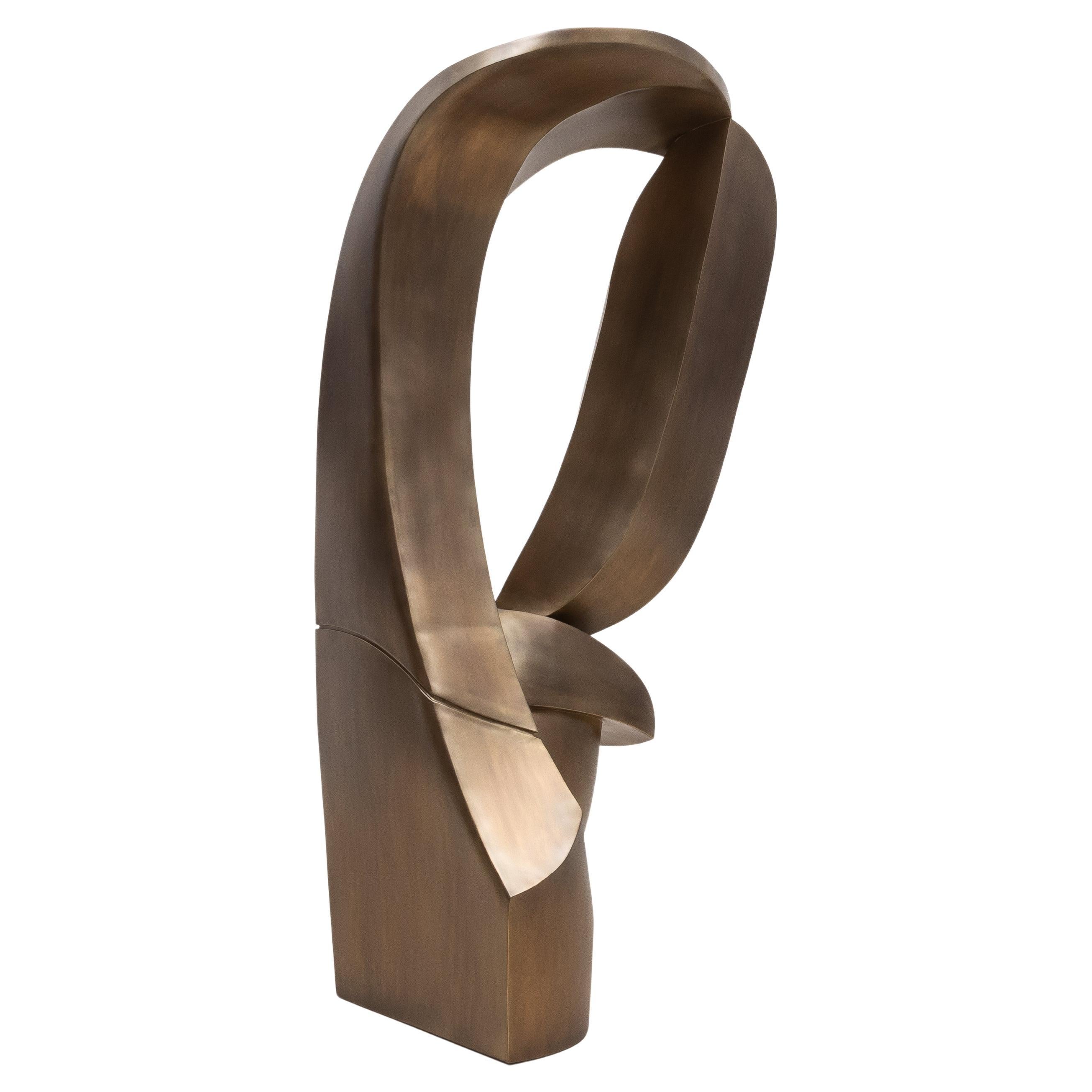 Modern Abstract Sculpture in Bronze Patina Brass by Patrick Coard Paris ...