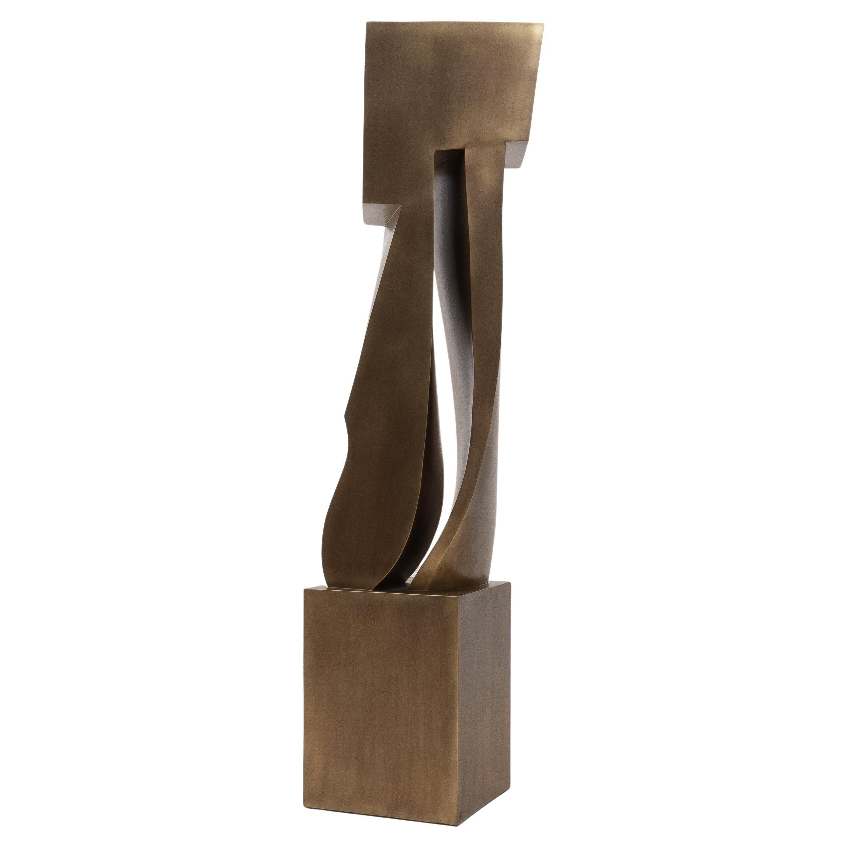 Modern Abstract M Sculpture in Bronze Patina Brass by Patrick Coard ...