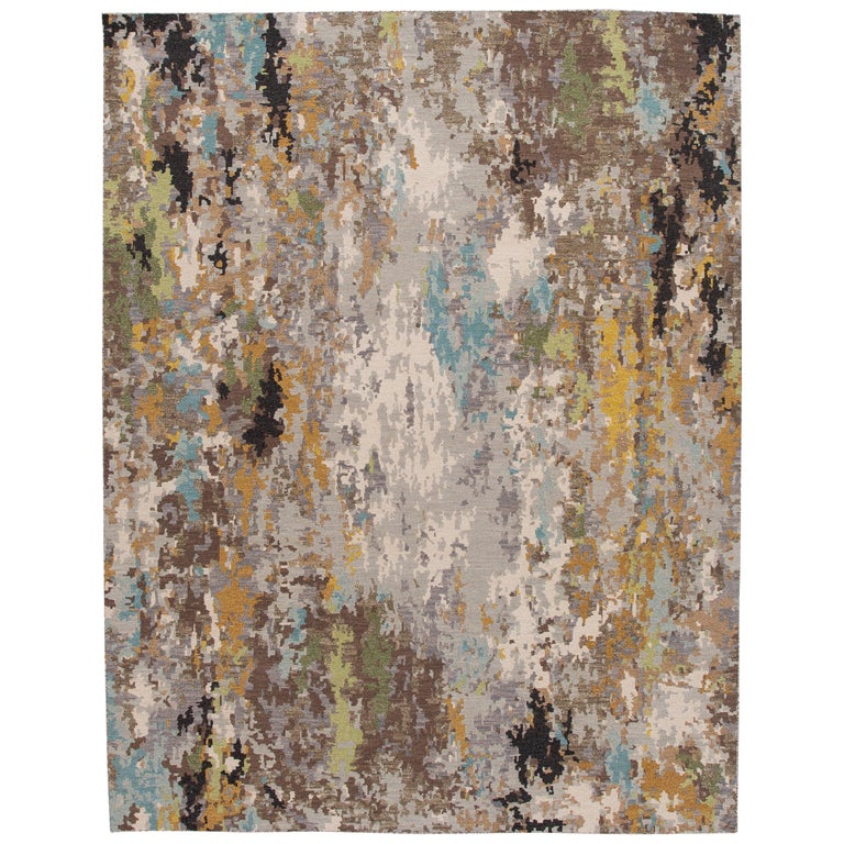 Modern Abstract Soumak Weave Wool Rug For Sale at 1stDibs