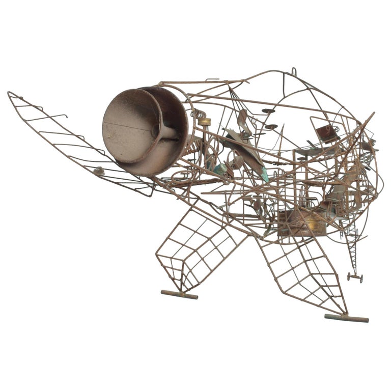 Wire Aviation Abstract Metal Art Kinetic Sculpture Style Curtis Jere ...