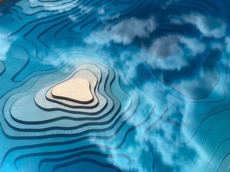 Modern Abyss Dining Table in Birch and Glass with Stainless Steel Base ...