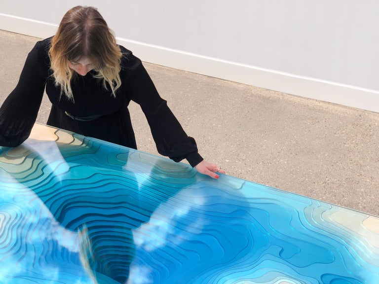 Modern Abyss Dining Table in Birch and Glass with Stainless Steel Base ...