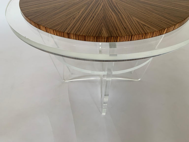 Modern Acrylic and Zebra Wood Side Table In Stock For Sale at 1stDibs