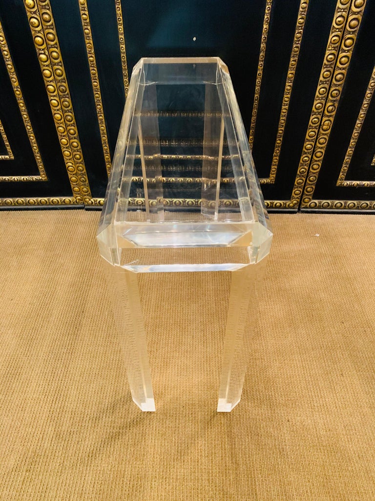 Modern Acrylic Console with 4 High Legs New York Style For Sale at 1stDibs
