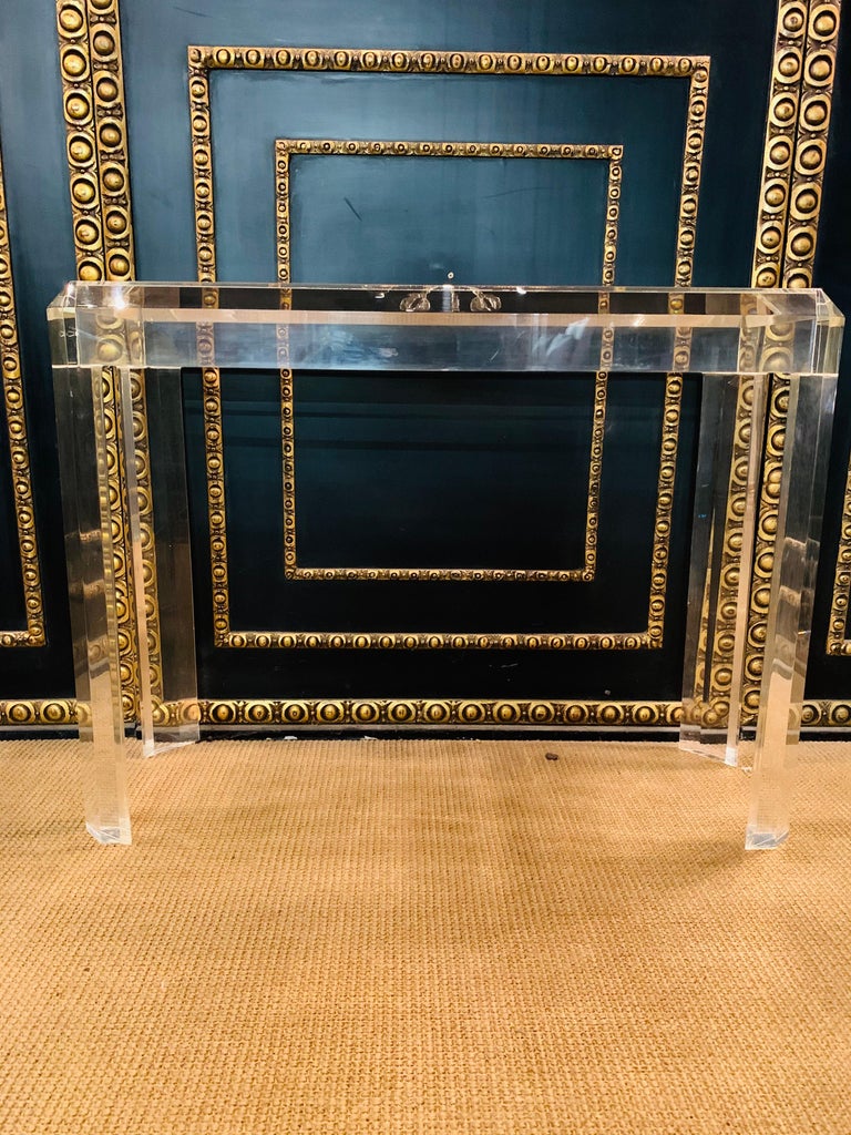 Modern Acrylic Console with 4 High Legs New York Style For Sale at 1stDibs