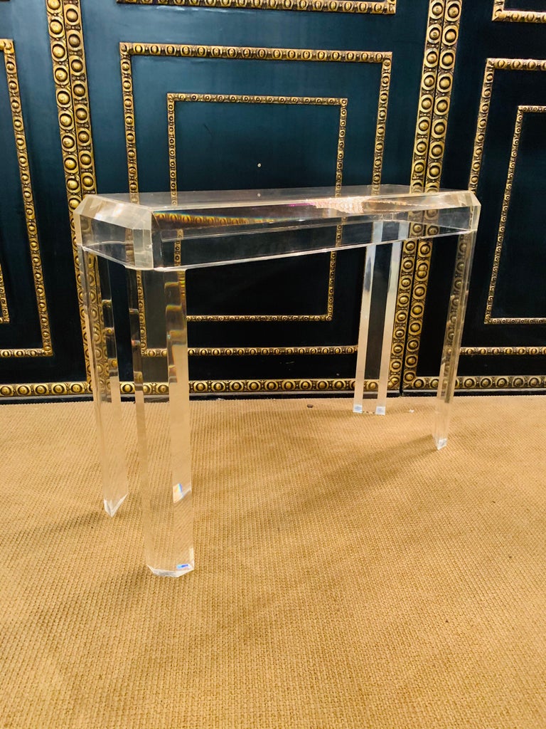 Modern Acrylic Console with 4 High Legs New York Style For Sale at 1stDibs