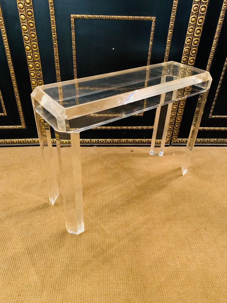 Modern Acrylic Console with 4 High Legs New York Style For Sale at 1stDibs