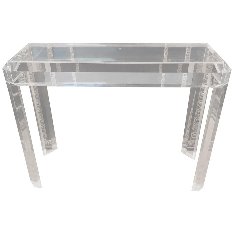 Modern Acrylic Console with 4 High Legs New York Style For Sale at 1stDibs