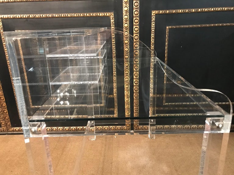 Modern Acrylic Desk with Top with 4 Legs For Sale at 1stDibs