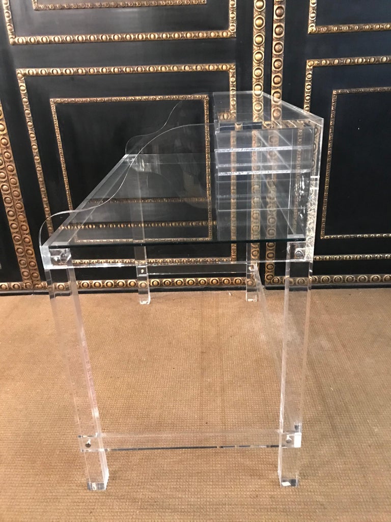 Modern Acrylic Desk with Top with 4 Legs For Sale at 1stDibs