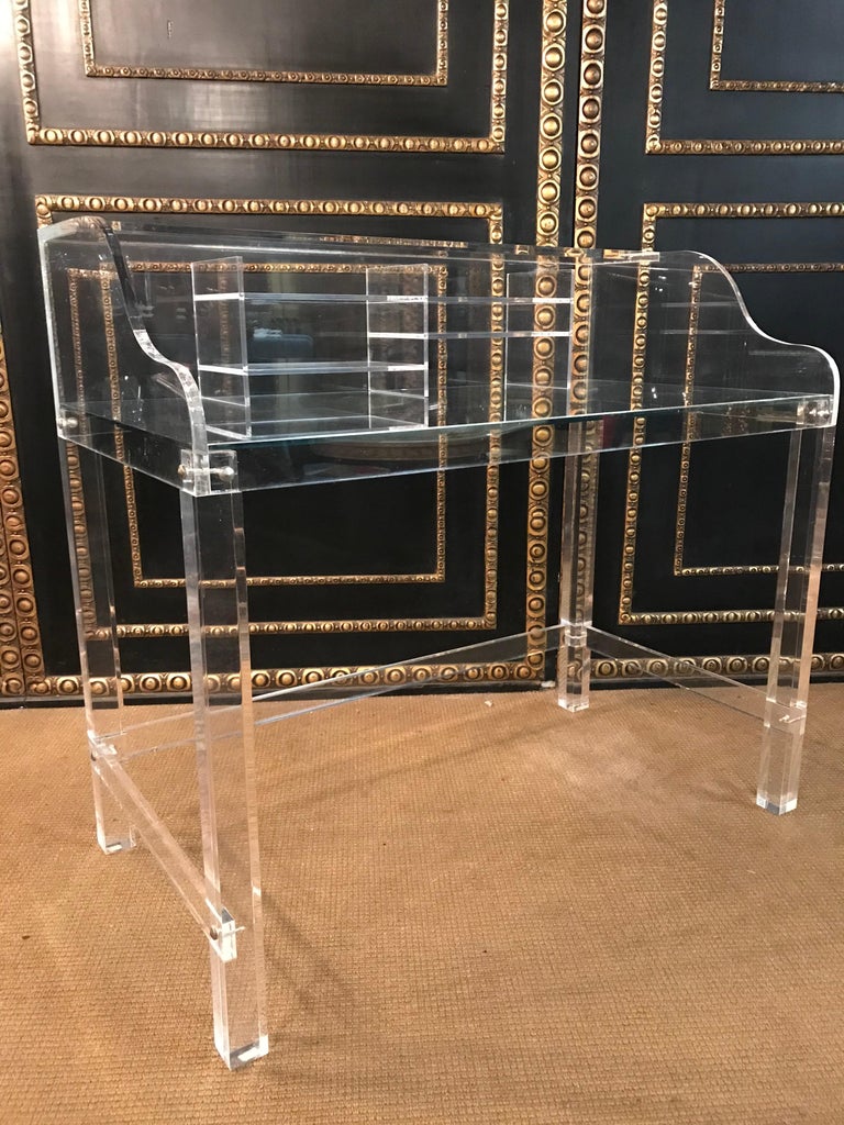 Modern Acrylic Desk with Top with 4 Legs For Sale at 1stDibs