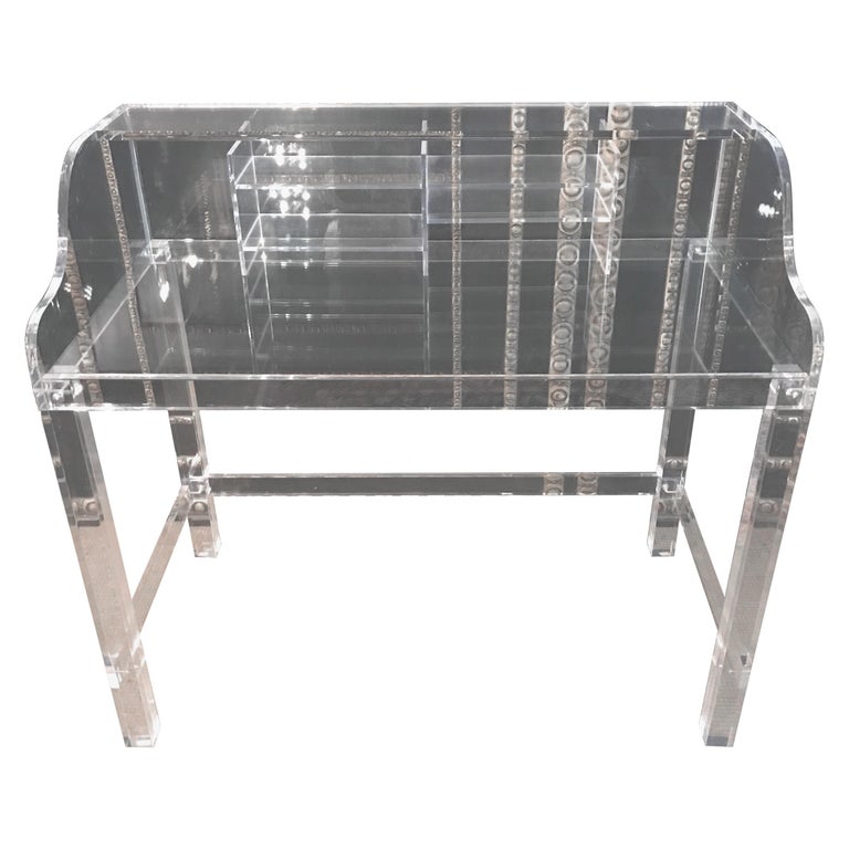 Modern Acrylic Desk with Top with 4 Legs For Sale at 1stDibs