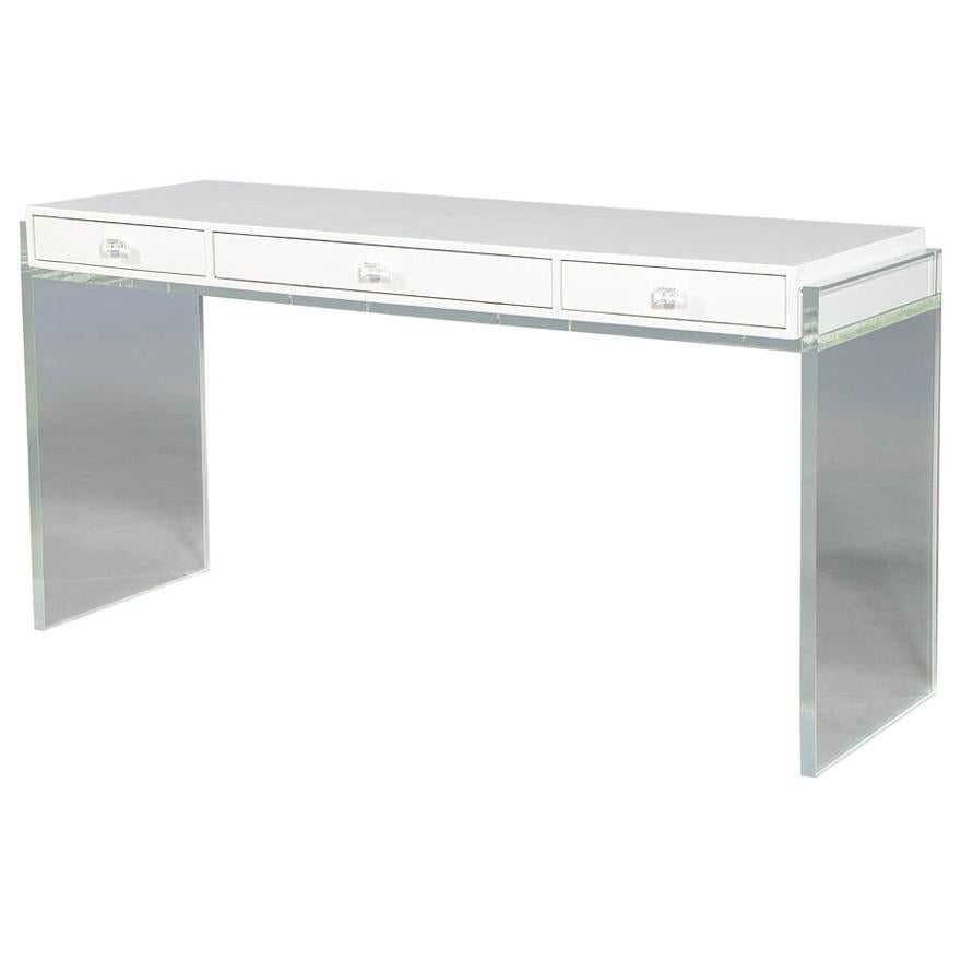 Modern Acrylic Polished White Writing Desk at 1stDibs