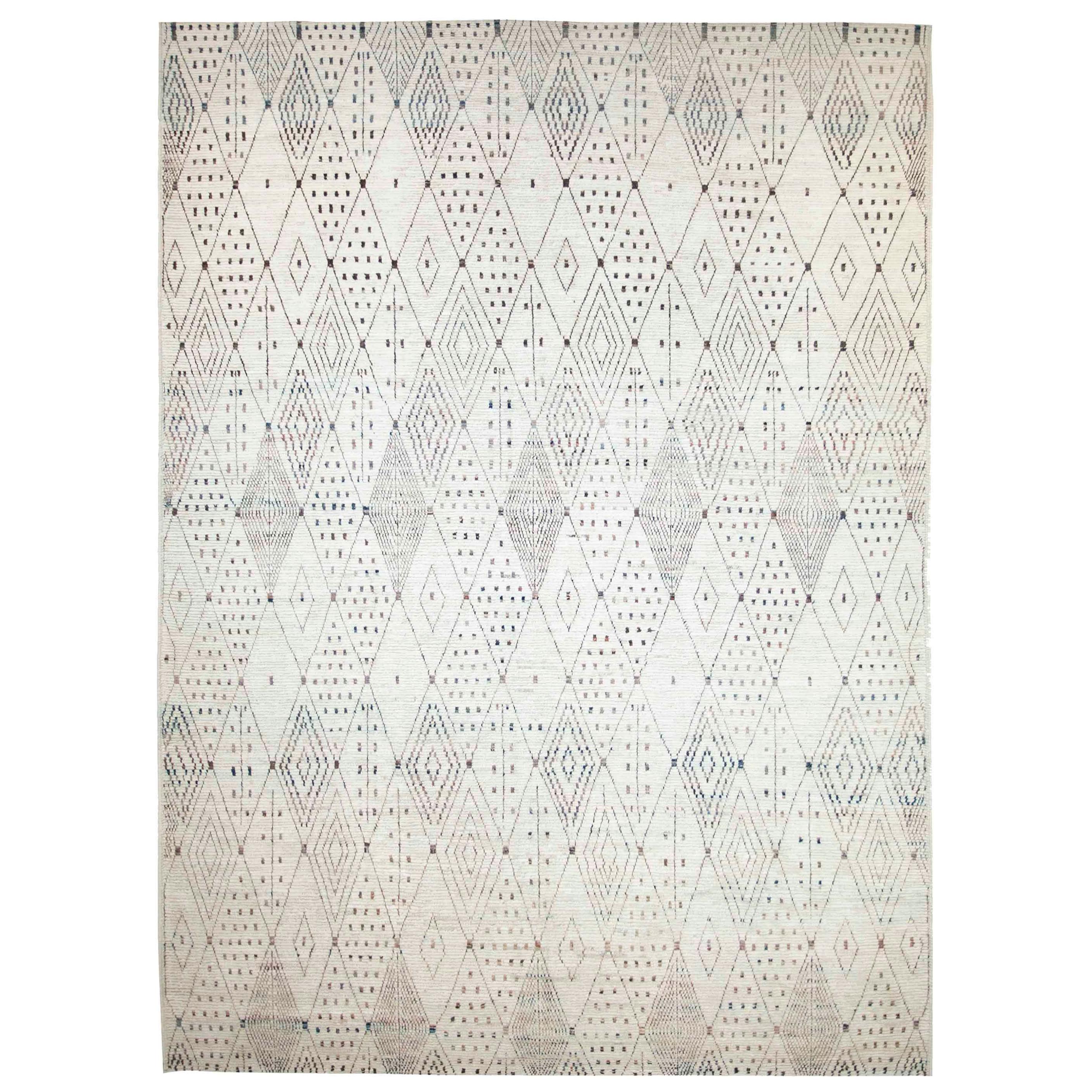 Afghan Runner Rug Moroccan Style with Brown and Blue Tribal Patterns ...