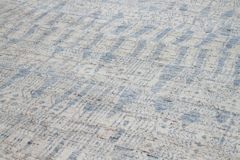 Modern Afghan Moroccan Style Rug with Blue Mix of Tribal Patterns All ...