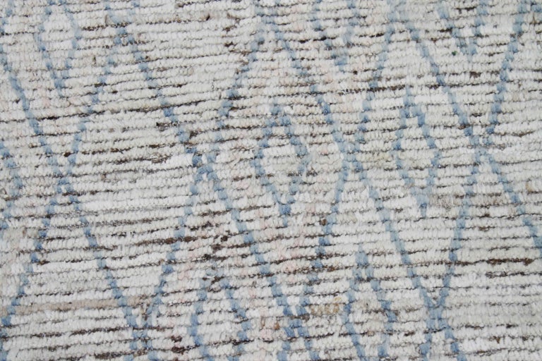 Modern Afghan Moroccan Style Rug with Blue Tribal Diamond Details For ...