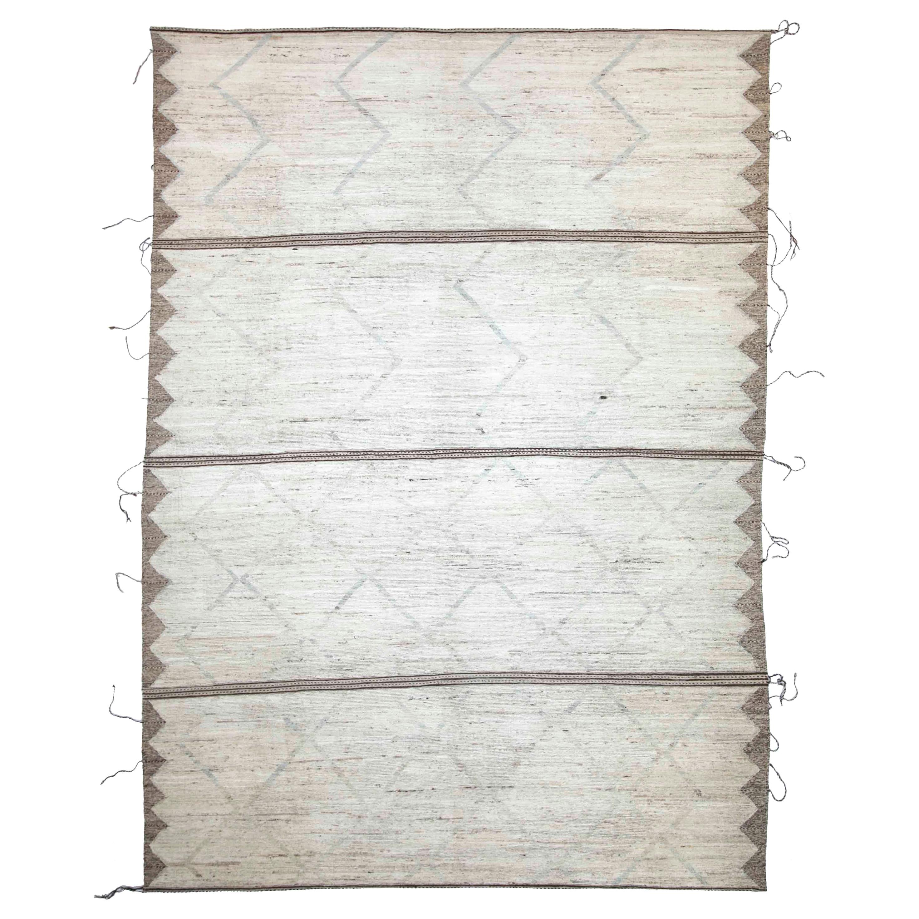 Modern Afghan Moroccan Style Rug with Brown and Blue Checkered Pattern ...