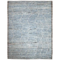 Afghan Moroccan Style Rug with White and Black Diamonds on Blue Field ...