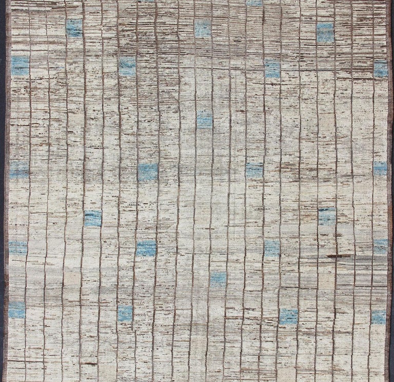 Modern Afghanistan Rug in Neutral Tones with Subdued Design with Pops ...