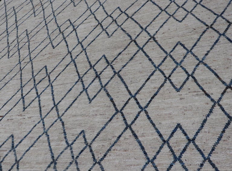 Modern Afghanistan Rug with All-Over Pattern in Muted Tones with Blue ...