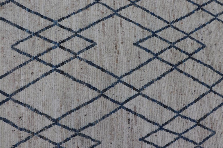 Modern Afghanistan Rug with All-Over Pattern in Muted Tones with Blue ...
