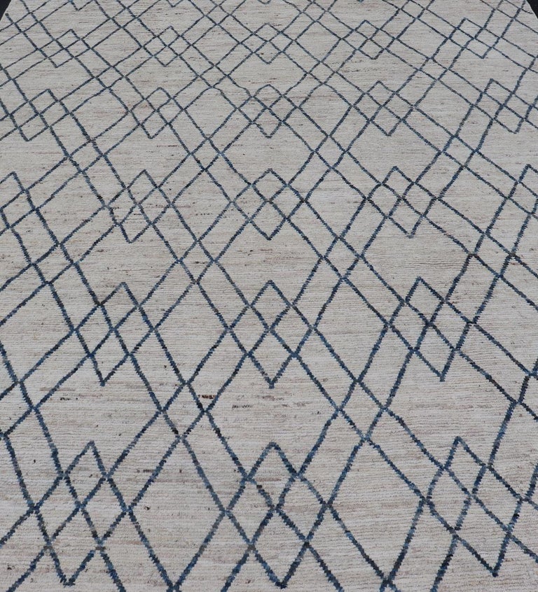 Modern Afghanistan Rug with All-Over Pattern in Muted Tones with Blue ...