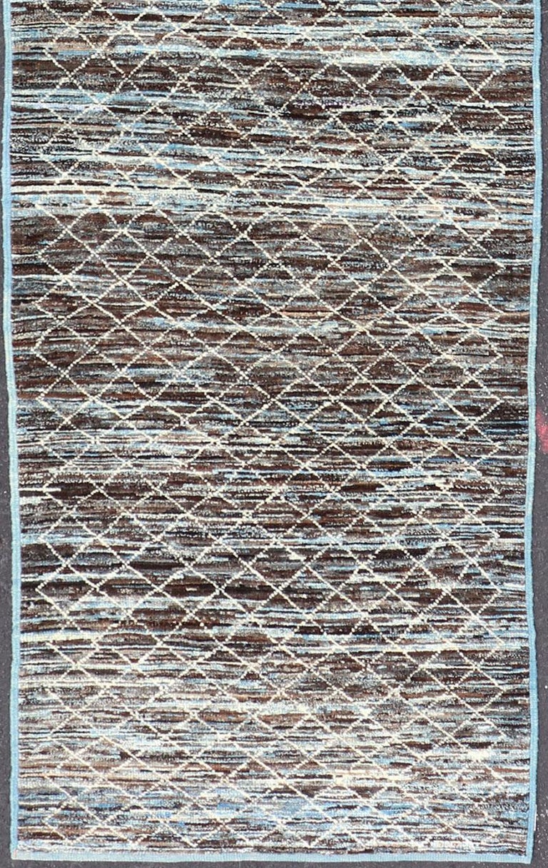 Modern Afghanistan Runner in Neutral Tones with Subdued Design For Sale ...