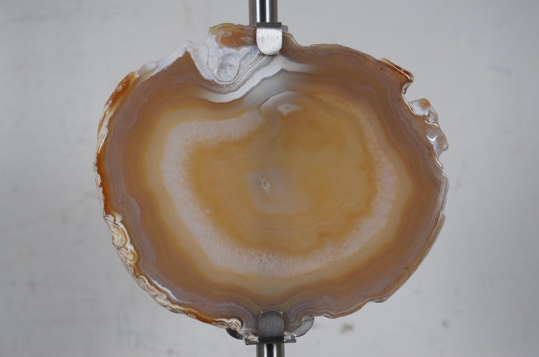 Modern Agate Slice Geode and Steel Table Lamp Natural Rock Specimen ...