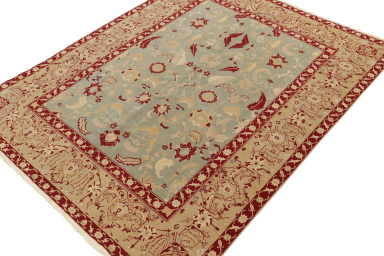 Rug and Kilim’s Classic Agra style rug in Blue with Red and Gold Floral ...