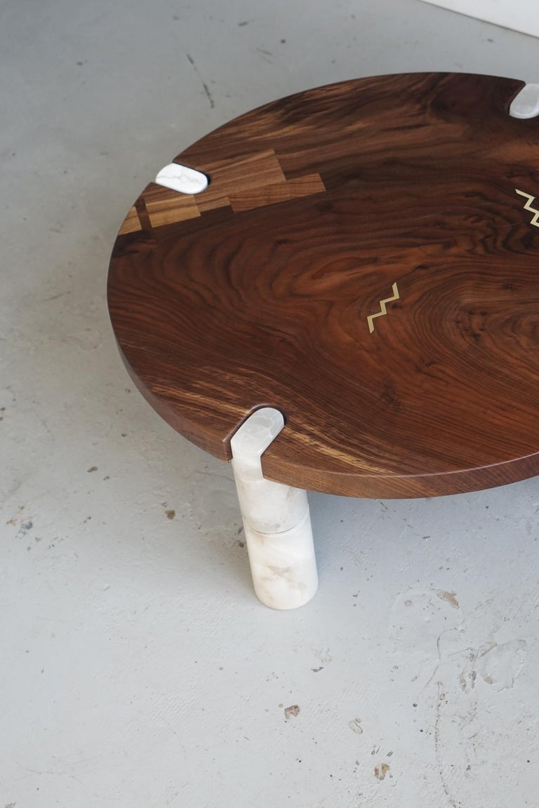 Modern Alabaster Coffee Table Nº1 Claro Walnut Slab by Swell Studio For ...