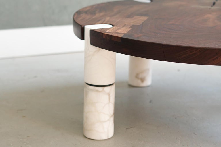 Modern Alabaster Coffee Table Nº1 Claro Walnut Slab by Swell Studio For ...