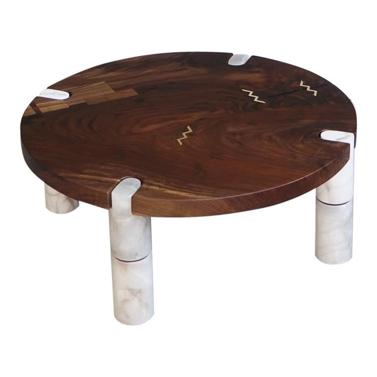 Modern Alabaster Coffee Table Nº1 Claro Walnut Slab by Swell Studio For ...