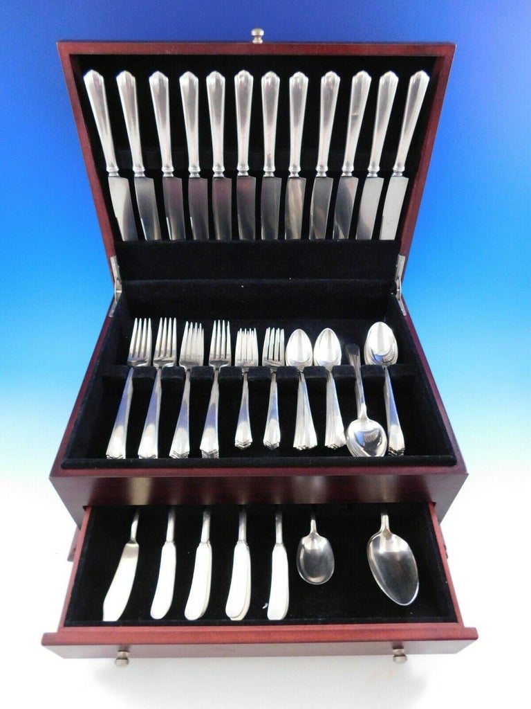 Modern American by Lunt Sterling Silver Flatware Set for 12 Service 88 ...