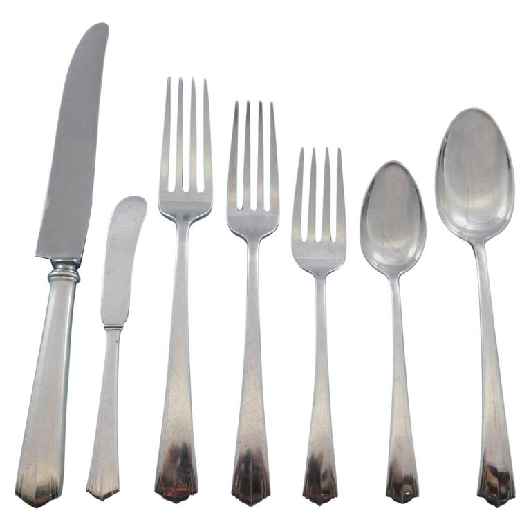Modern American by Lunt Sterling Silver Flatware Set for 12 Service 88 ...