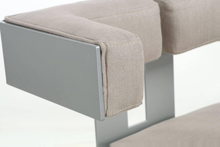 Modern Angular Gray Steel Lounge Armchair with Ottoman, 21st Century ...
