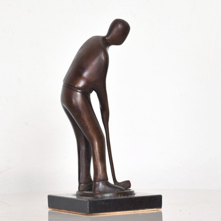 Modern Art Abstract Bronze Sculpture Faceless Golf Player Statue at 1stDibs