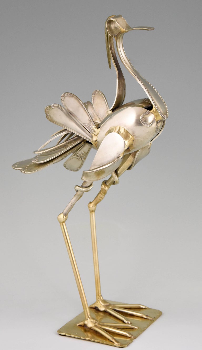 Modern Art Cutlery Sculpture of a Bird by Gerard Bouvier, France, 1998 ...