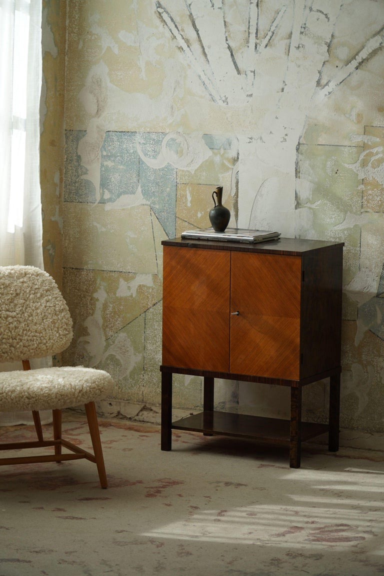 Modern Art Deco Cabinet in Flamed Birch and Teak, Swedish Cabinetmaker ...