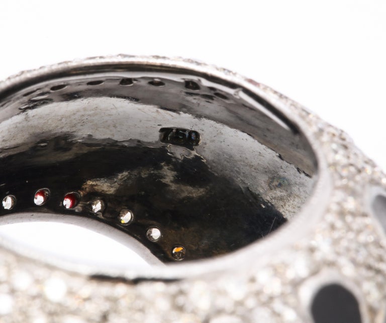 Modern Runway Black Enamel Diamond Gemstones Sterling Gold Ring For ...