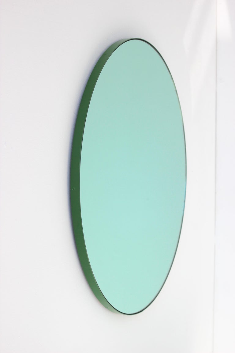 Orbis™ Green Tinted Modern Round Mirror with Green Frame - Oversized at ...