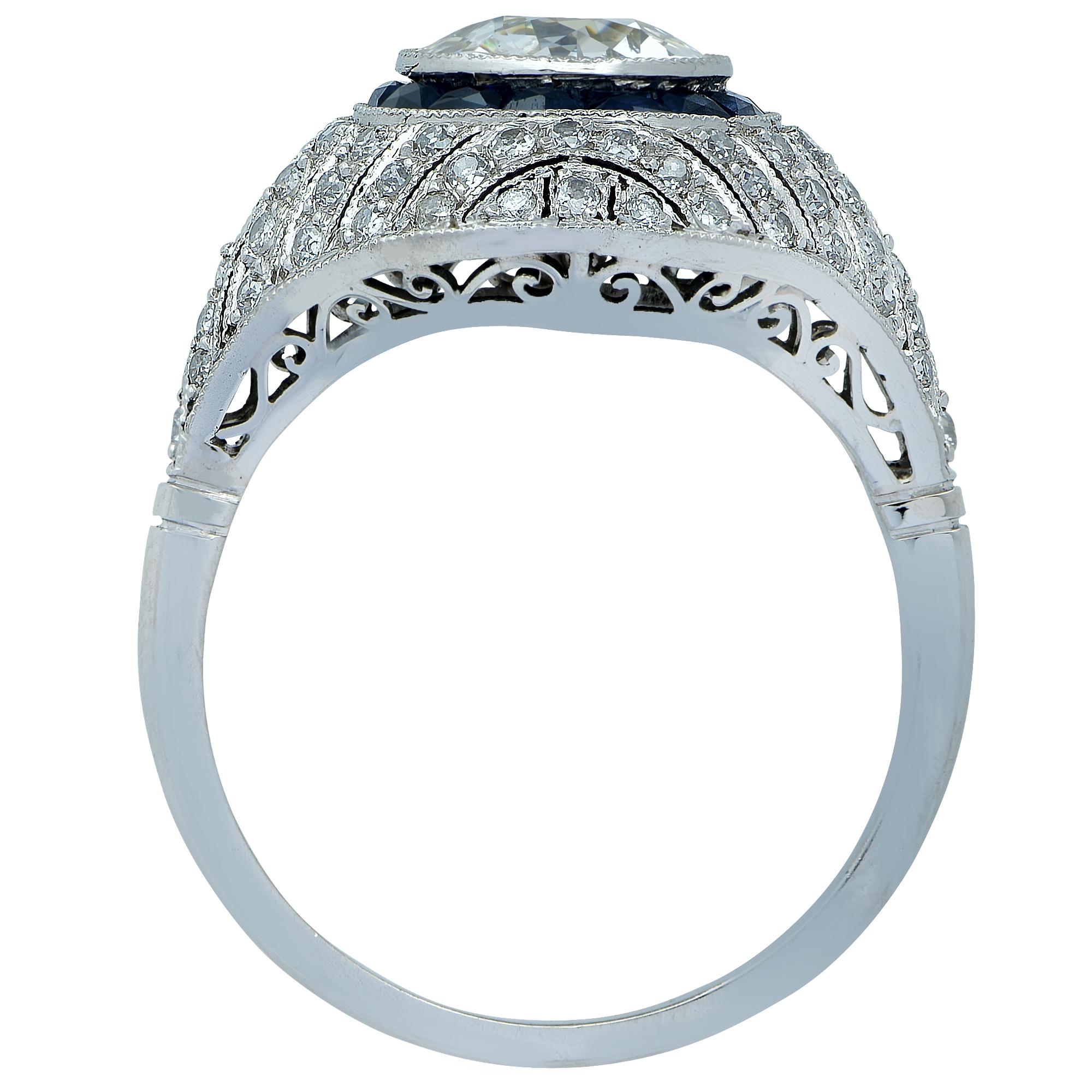 Modern Art Deco Style Old European Diamond Ring at 1stDibs