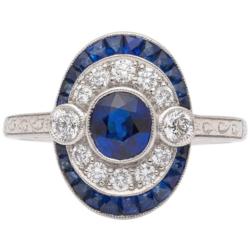Modern Art Deco Style Sapphire and Diamond Ring at 1stDibs | modern ...