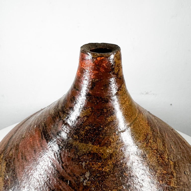 Modern Art Pottery Weed Pot Lava Drip Glaze Signed For Sale at 1stDibs