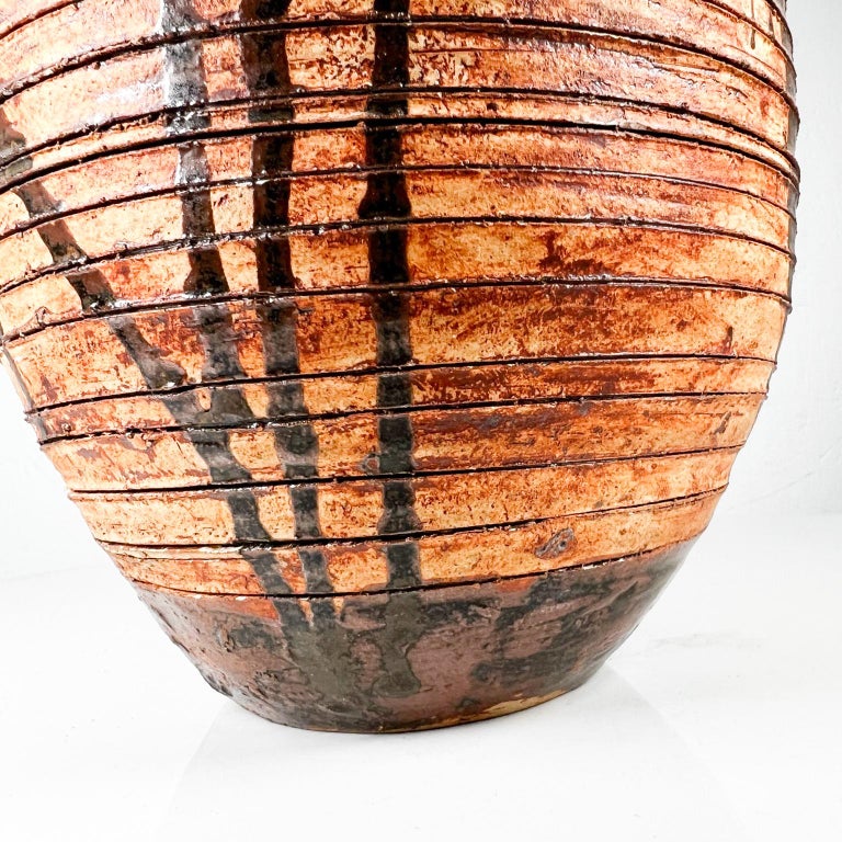 Modern Art Pottery Weed Pot Lava Drip Glaze Signed For Sale at 1stDibs
