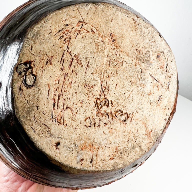 Modern Art Pottery Weed Pot Lava Drip Glaze Signed For Sale at 1stDibs