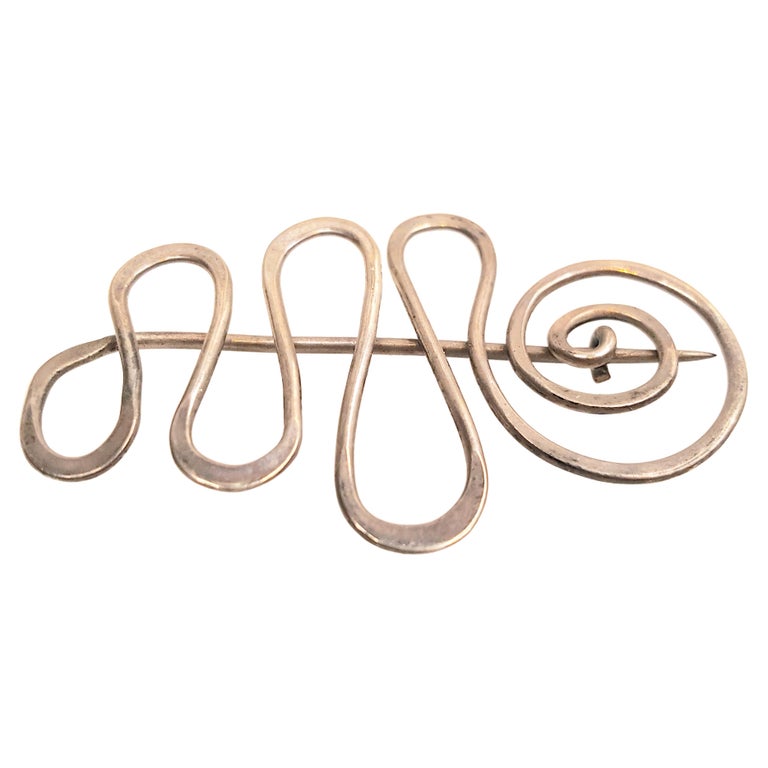 Modern Art MidCentury Hammered Spiral Sterling Silver Wire Undulating ...